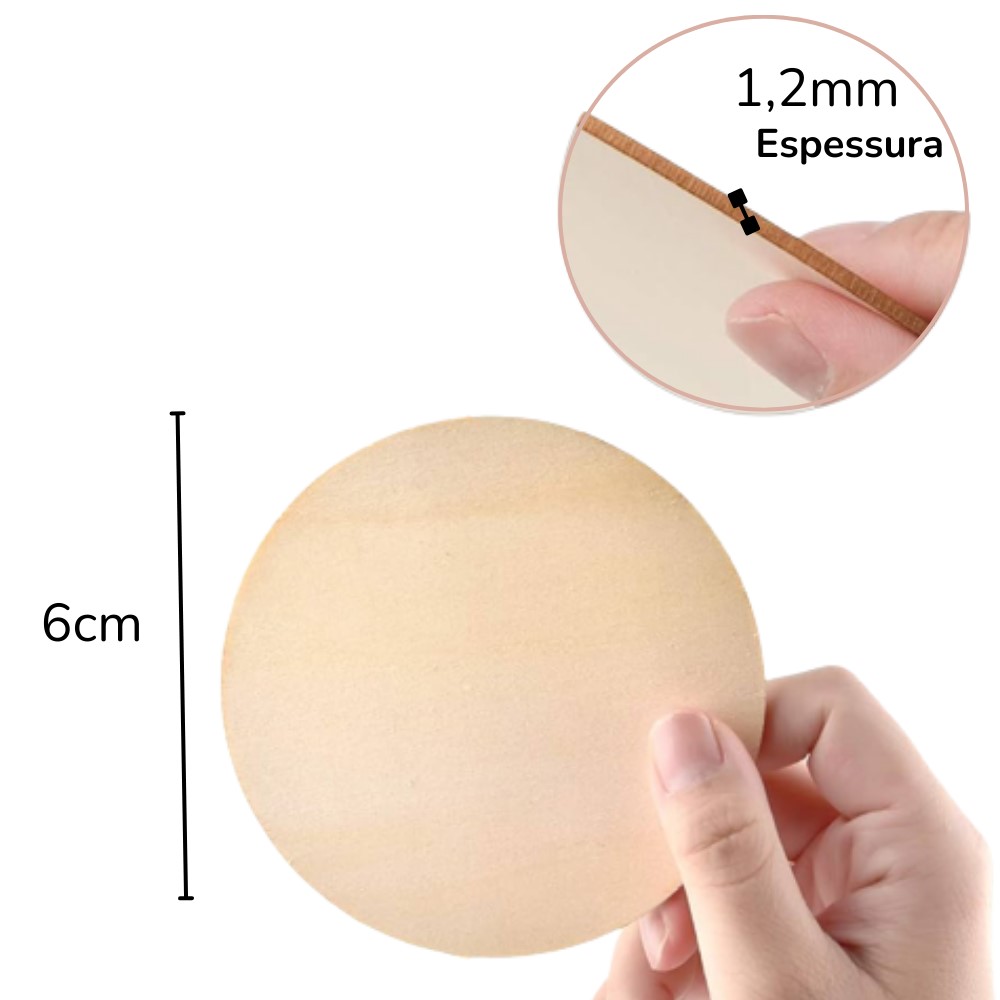 Base madeira redonda (6cm) | Dê Crochê - Ateliê & Retrosaria