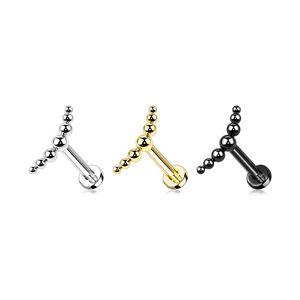 Jóia (labret) para piercings diversos em Titânio com topo 7 micro bolas TIL38 | LondonCallingAlmada